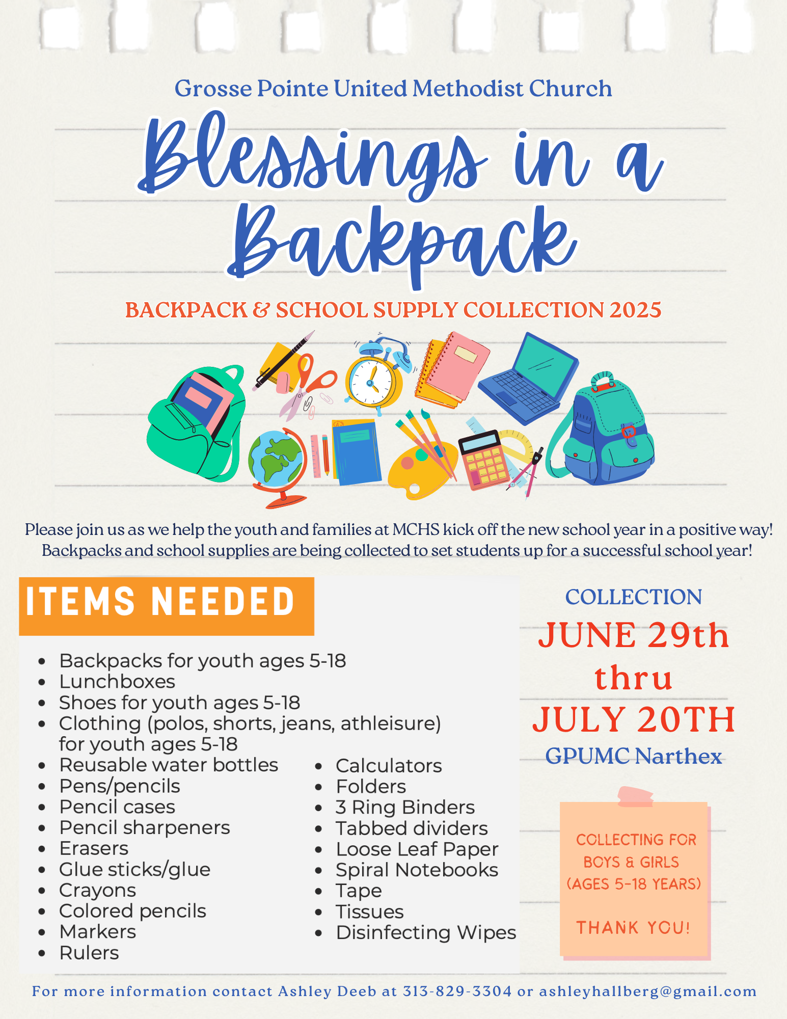 Blessings in a Backpack – Grosse Pointe United Methodist Church